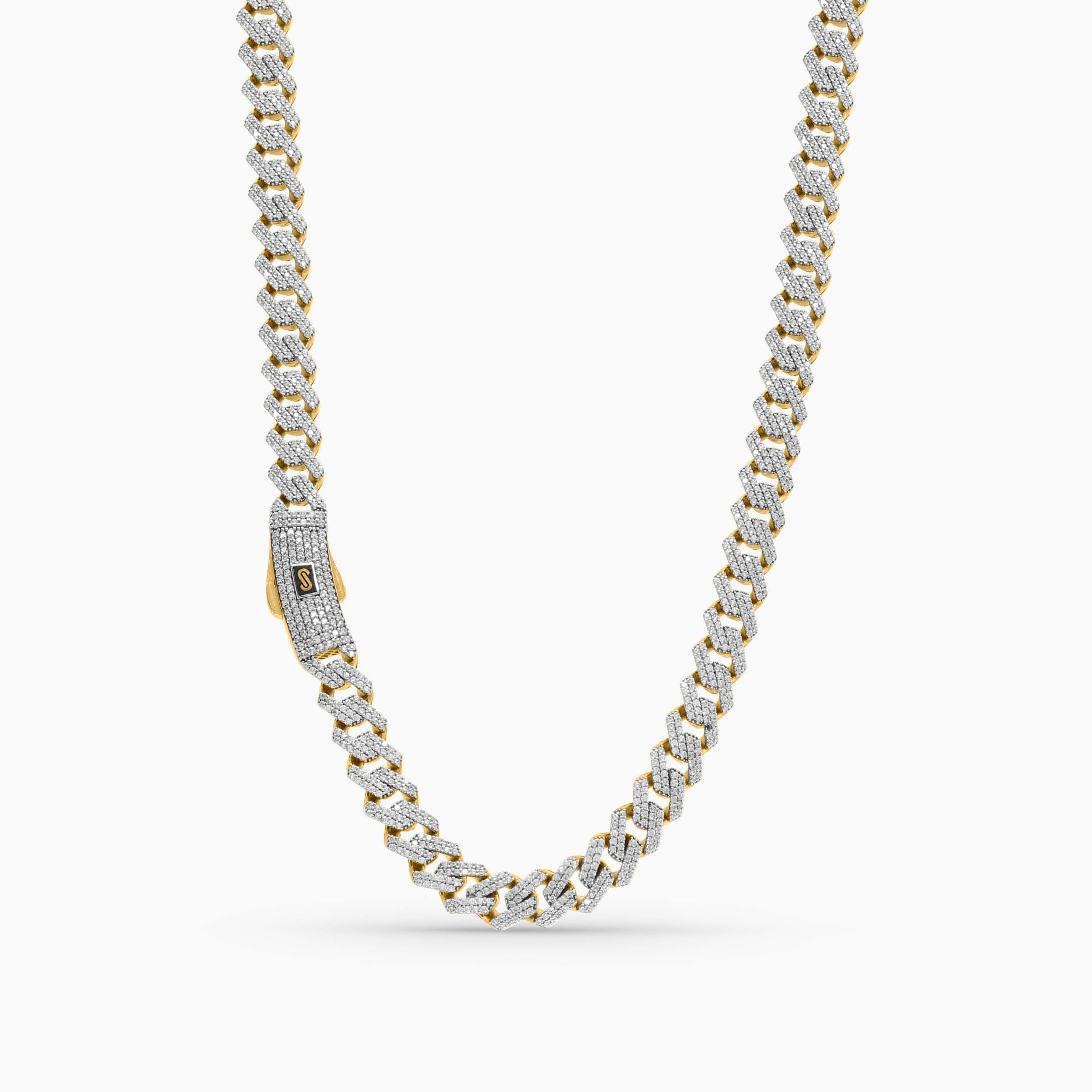 Cadena Monaco Con piedra completa y Cierre Pavé en Oro 10K – Daisy Joyeria